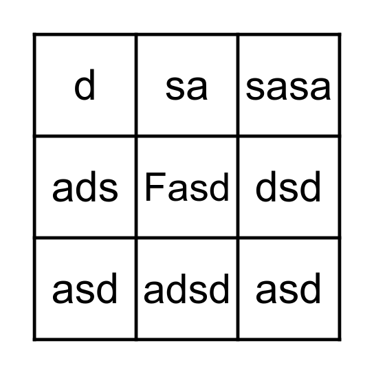 asdasdasd Bingo Card
