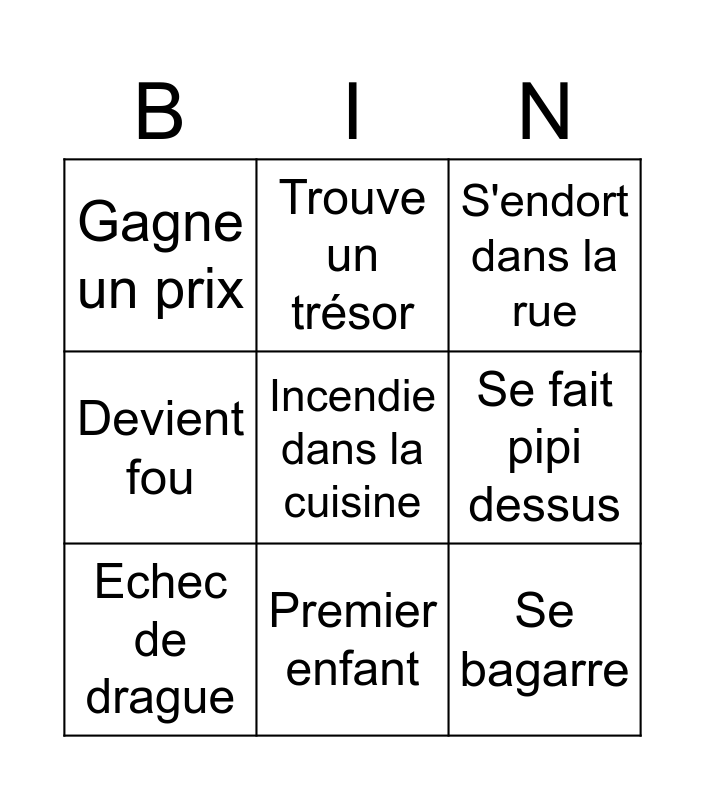 BINGO SIMS 4 Bingo Card