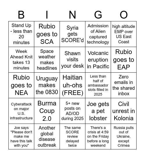 CMS 2025 BINGO Card