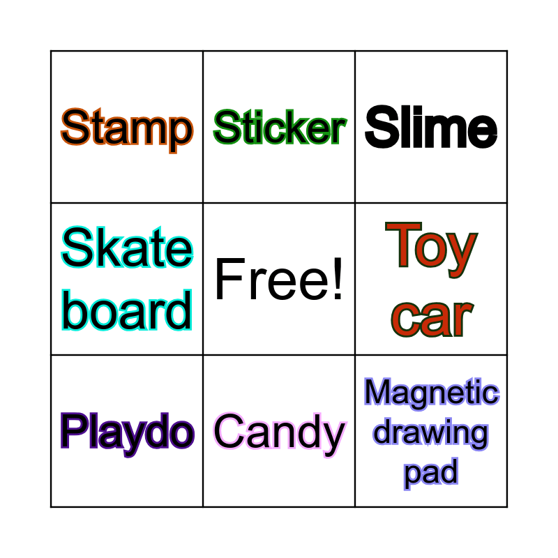 Treasure Hunt Bingo Card