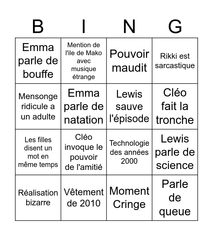 H20 React Bingo Card