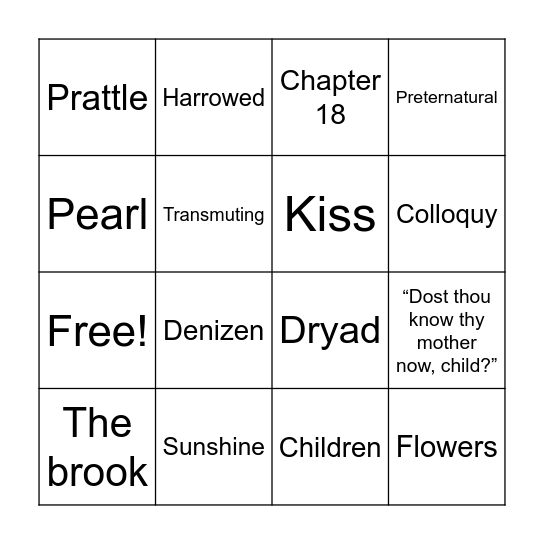 Scarlet Letter 18 & 19 Bingo Card