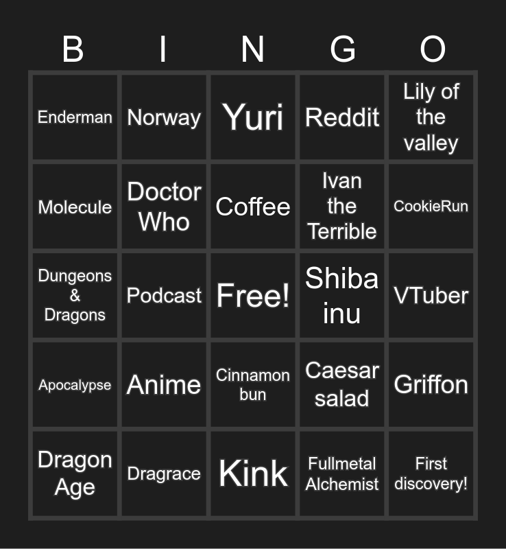 Infinite Craft Bingo Card