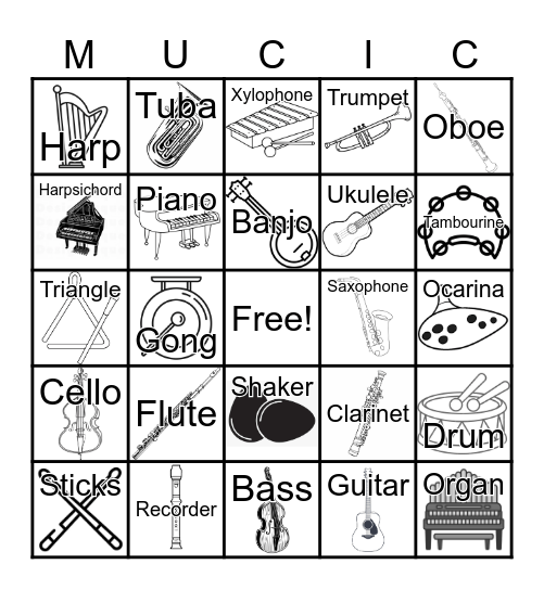 MUSIC Bingo Card