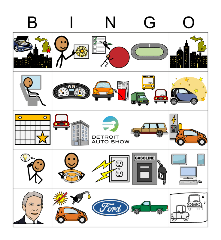 Detroit Auto Show Bingo Card