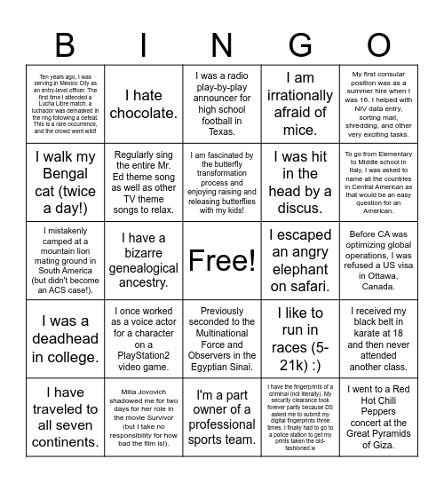 Mexico City CLDC Bingo Card