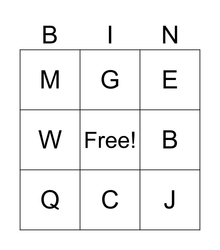 A-Z Bingo Card