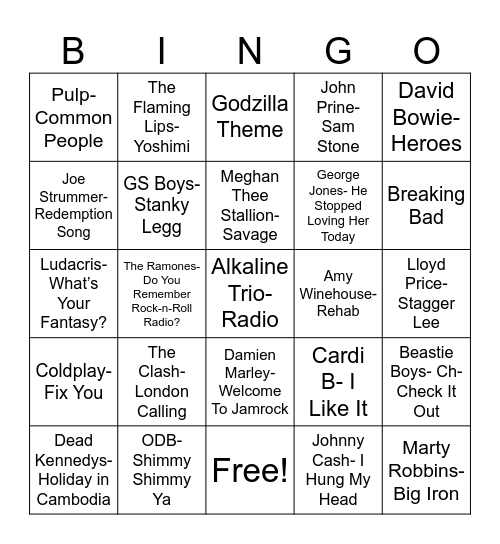 Radio Bingo Matt's Favorites Bingo Card