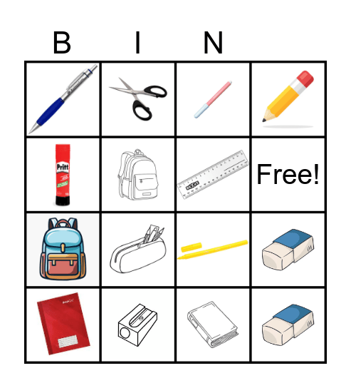 SCHOOL OBJECTS Bingo Card