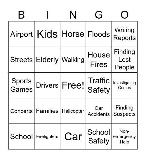 Law Enforcement BINGO Card