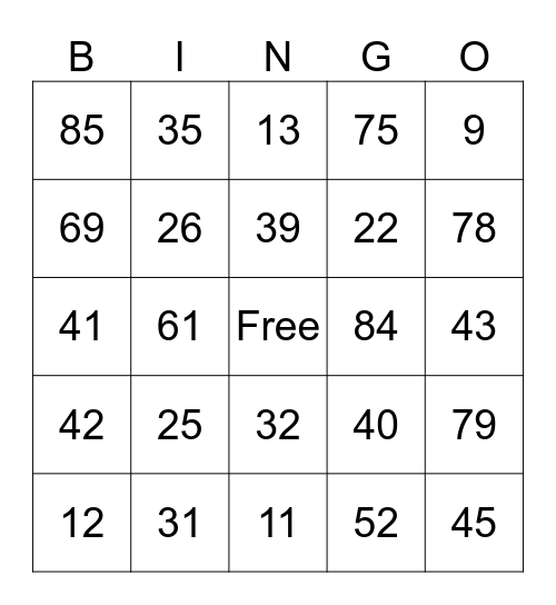BINJO BONJO Bingo Card