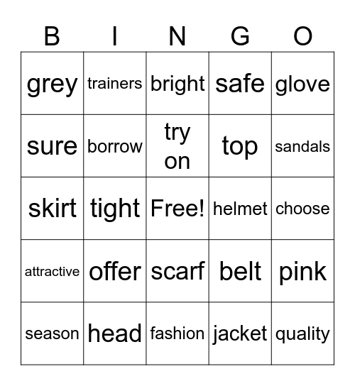 1BK unit 3 Bingo Card