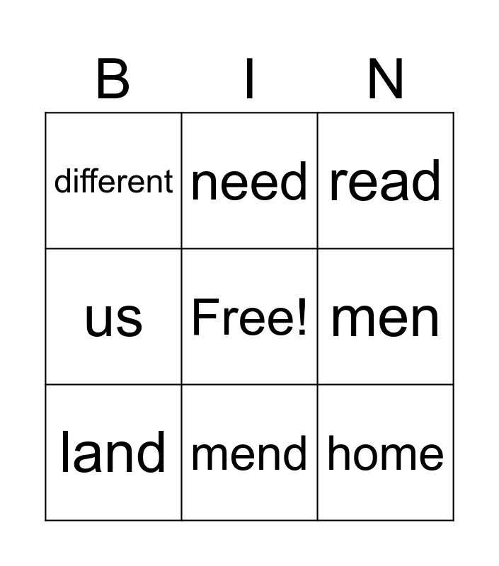 Jan 6-10, Sight Words Bingo Card