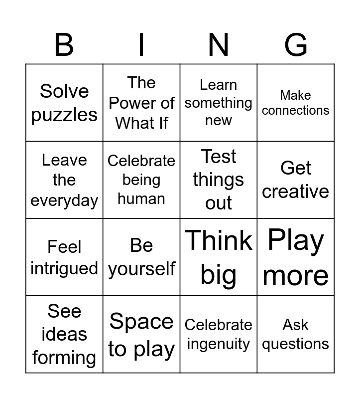 Brand Bingo Card