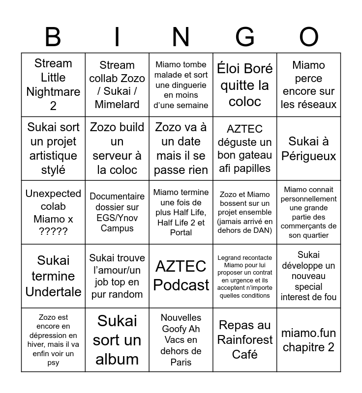 AZTEC BINGO Card