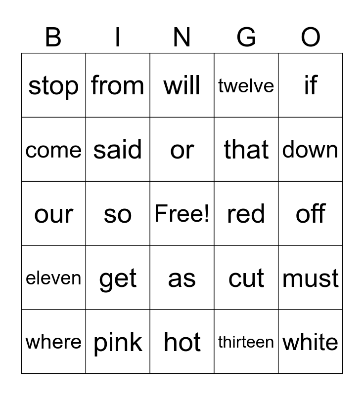 4th Six Weeks Goals Bingo Card