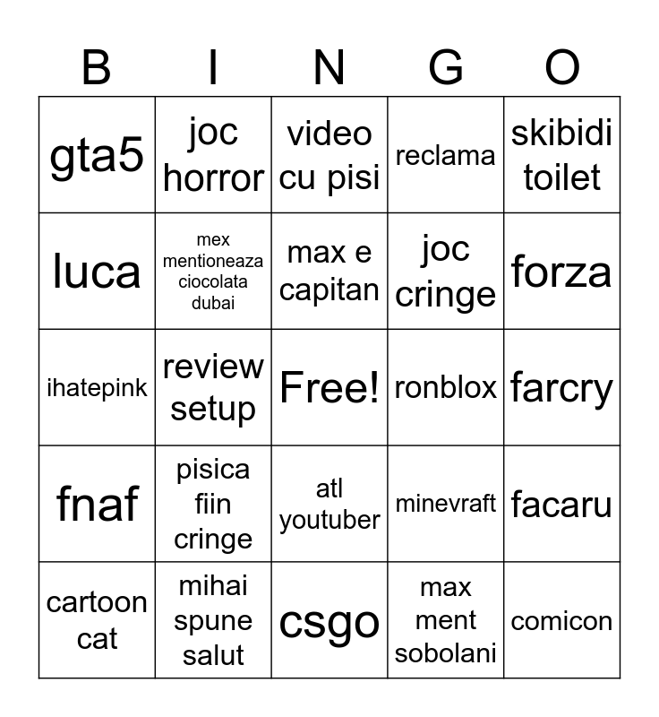 max Bingo Card