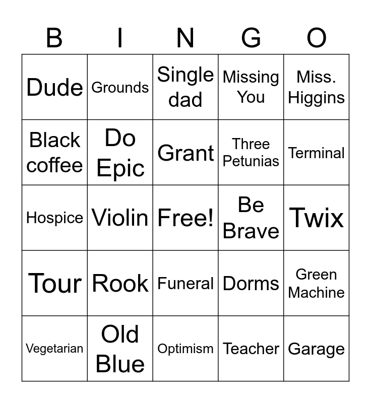 Bright Side Bingo Card