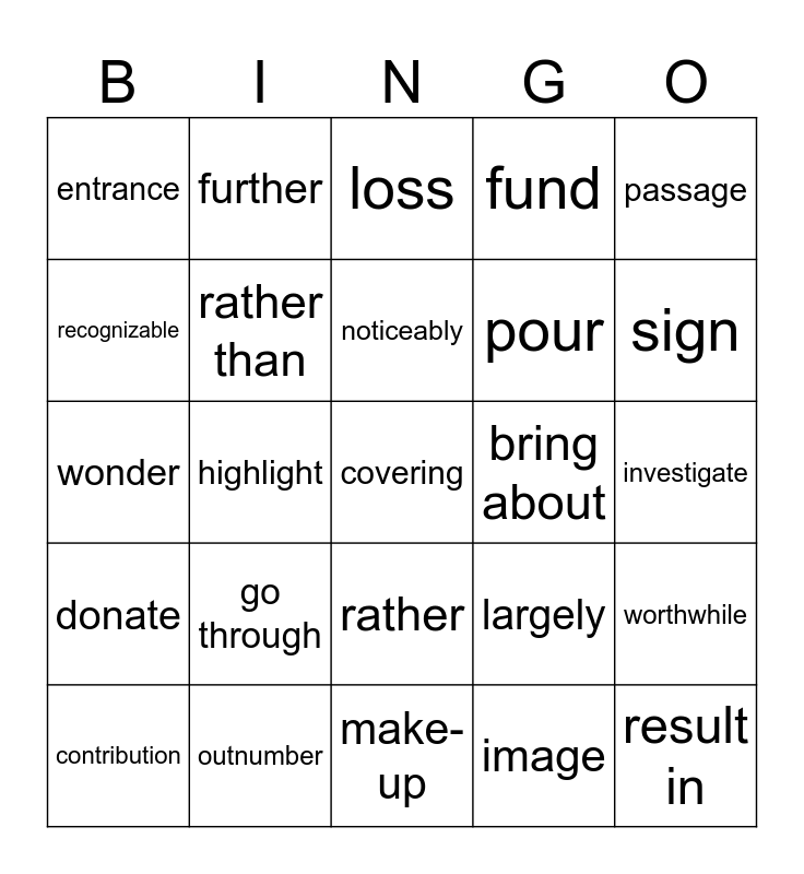 B2 Unit 1 Bingo Card
