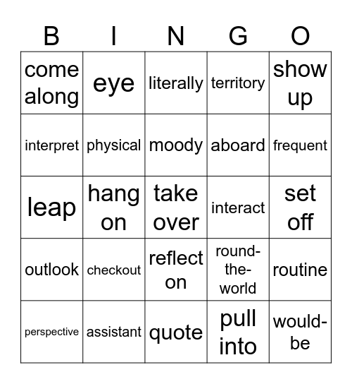 Unit 2 Bingo Card
