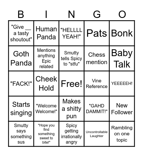 Smutty Pancakes Bingo! Bingo Card