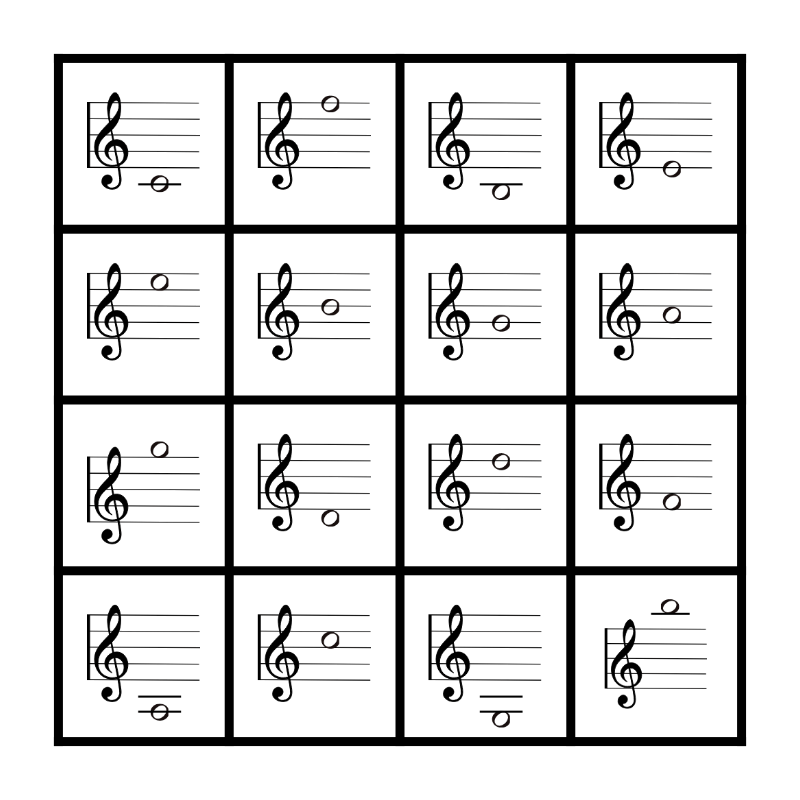 Note Name Bingo Card