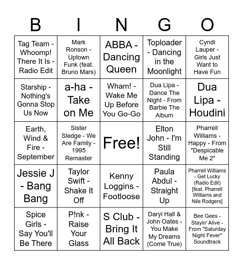 Let's Dance- Double Bingo Card