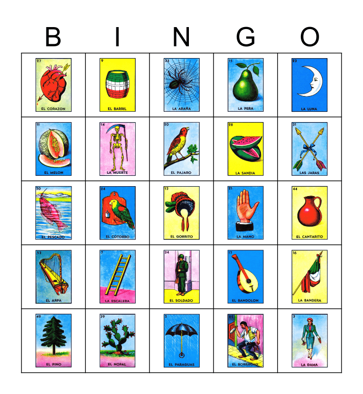 Loteria de México Bingo Card