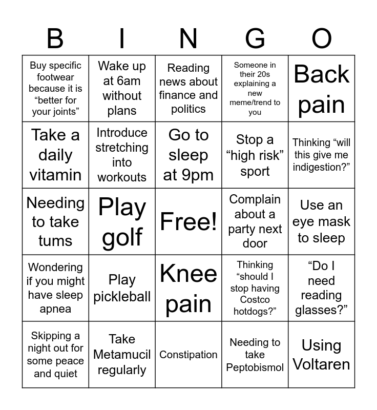 Phil’s 30s BINGO CARD Bingo Card
