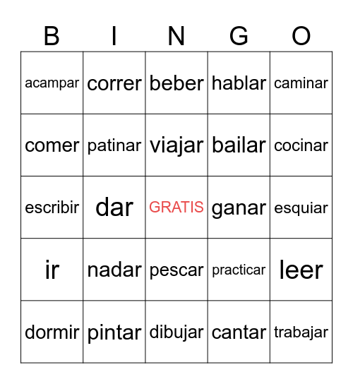 gustos Bingo Card