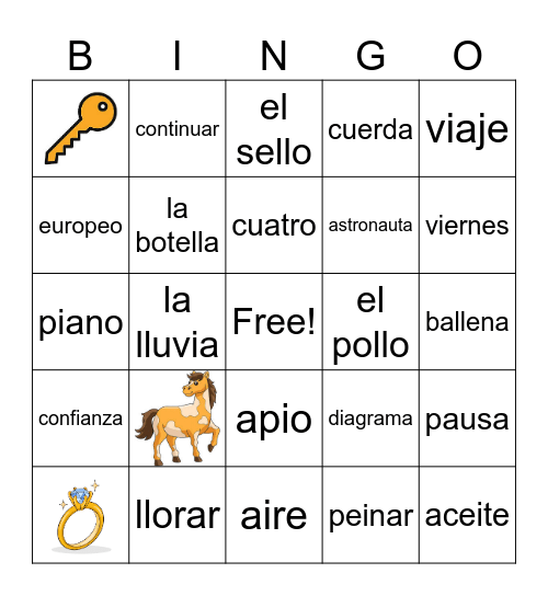 Vocabulario de Ortografia Bingo Card