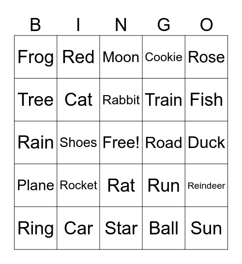 R auditory discrimination Bingo Card