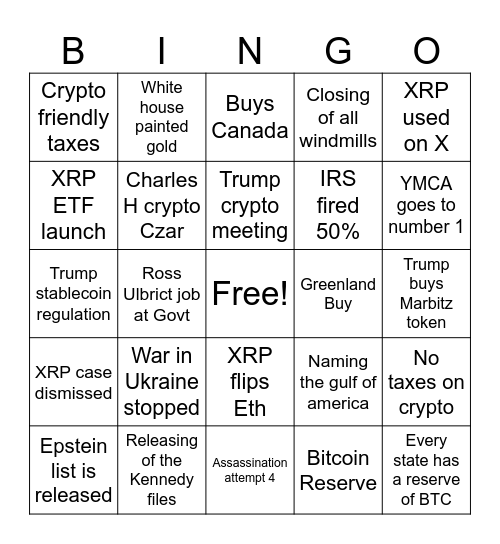 Trump Bingo Card