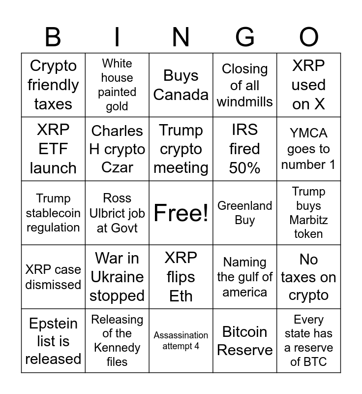 Trump Bingo Card