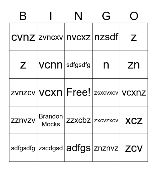 Untitled Bingo Card