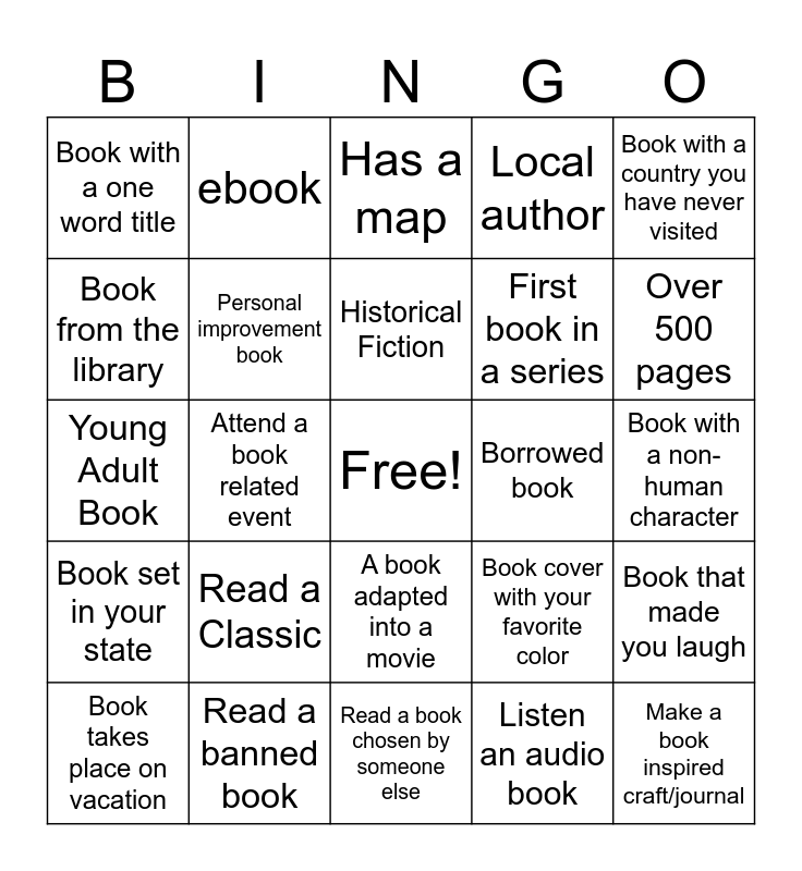 Book Bingo Card