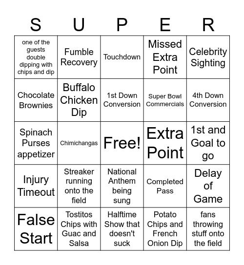 Super Bowl 59 Bingo Card