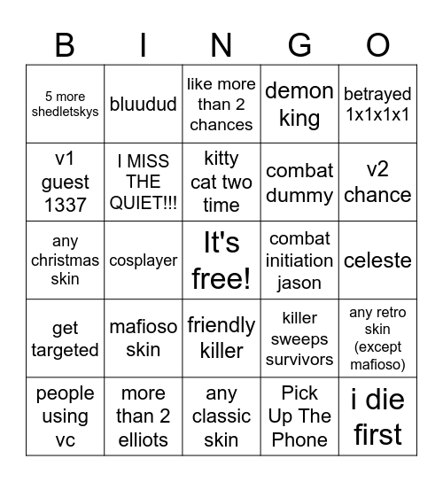 FORSAKEN BINGO Card
