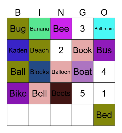 letter b bingo Card