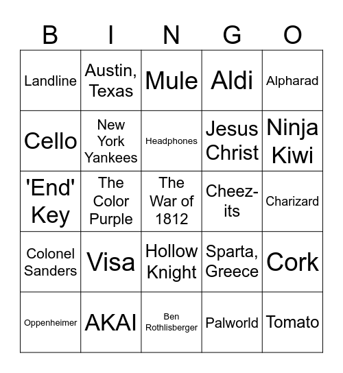 Wikipedia Speedrun Bingo Card