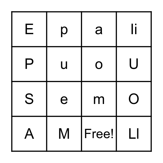 Sonidos Iniciales Bingo Card