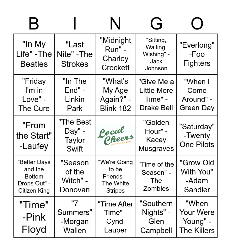 It's TIME for Music Bingo with Conner Pittman!!!! Bingo Card