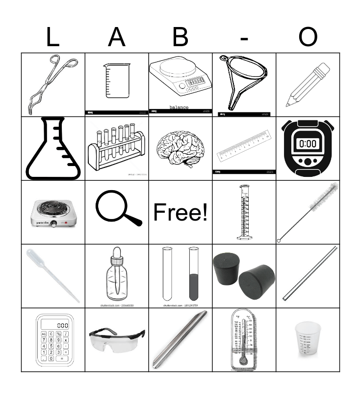 Chemistry Lab Tools Bingo Card