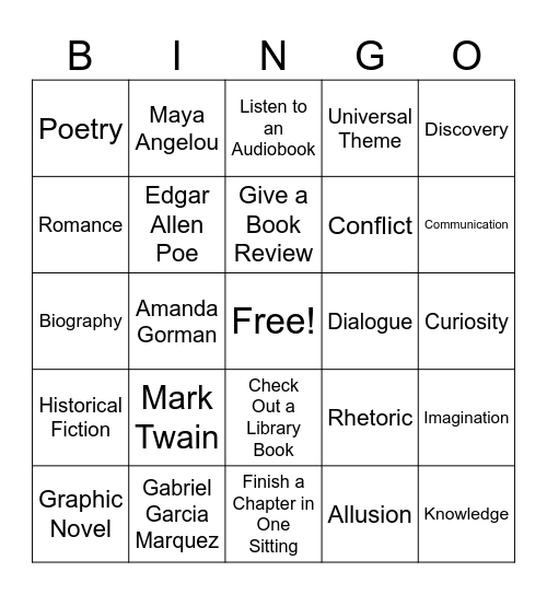 BUILDING LITERACY Bingo Card