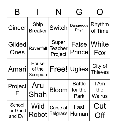 Dystopian, Fantasy, Sci-Fi Bingo Card