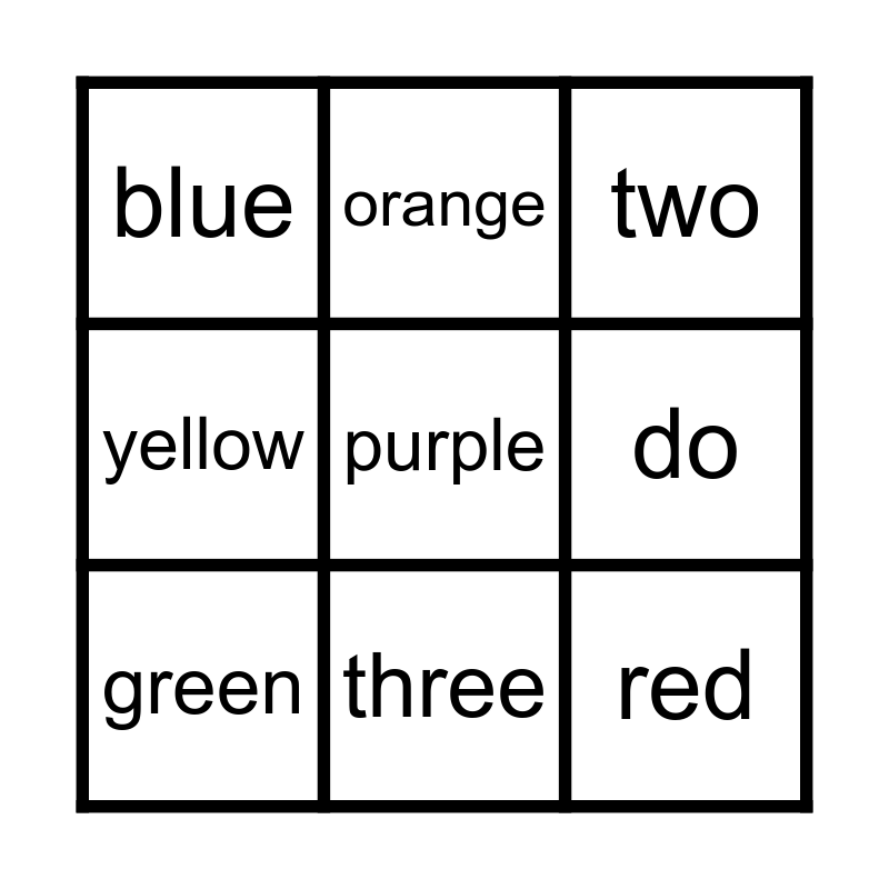 Tricky Words Bingo Card