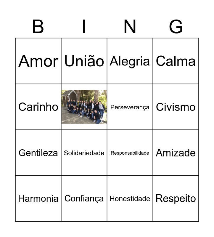 Bingo das Emoções e Sentimentos Bingo Card