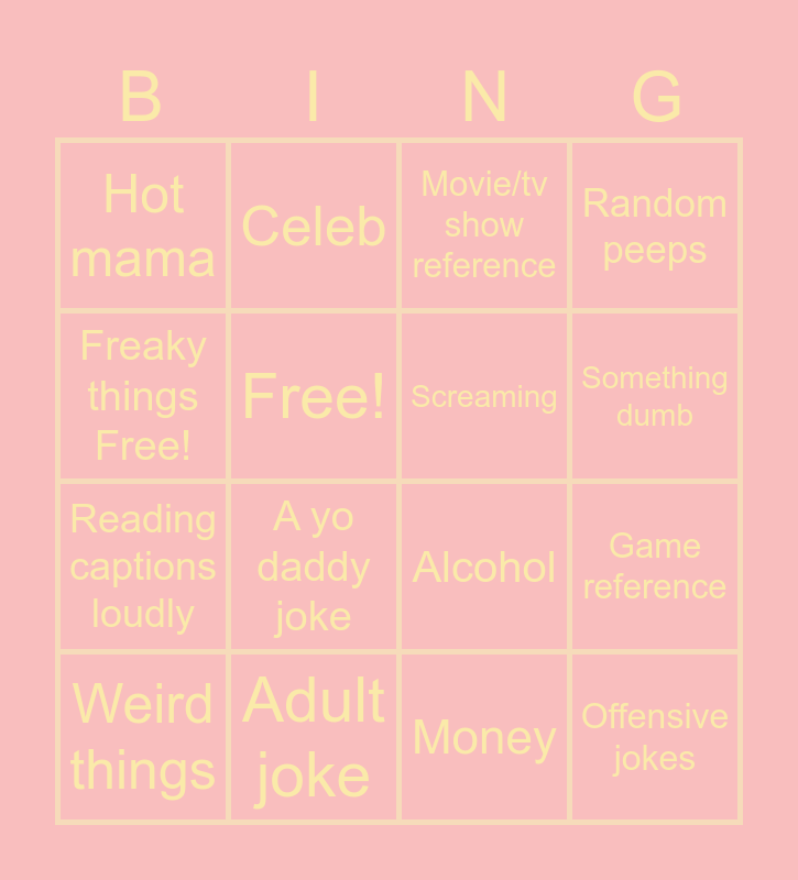 Yo mama bingo Card