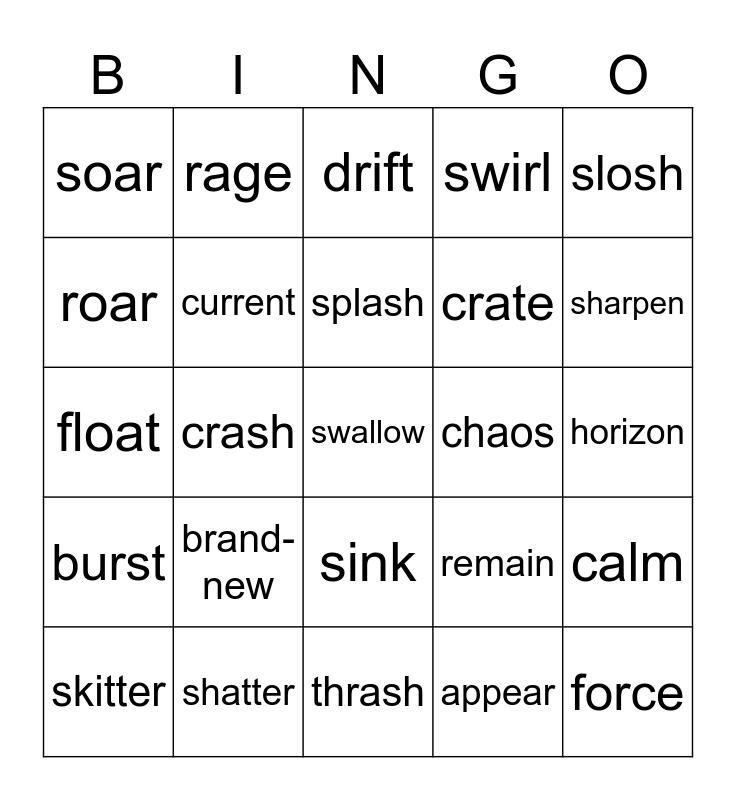 The Wild Robot Chapter 1 Bingo Card