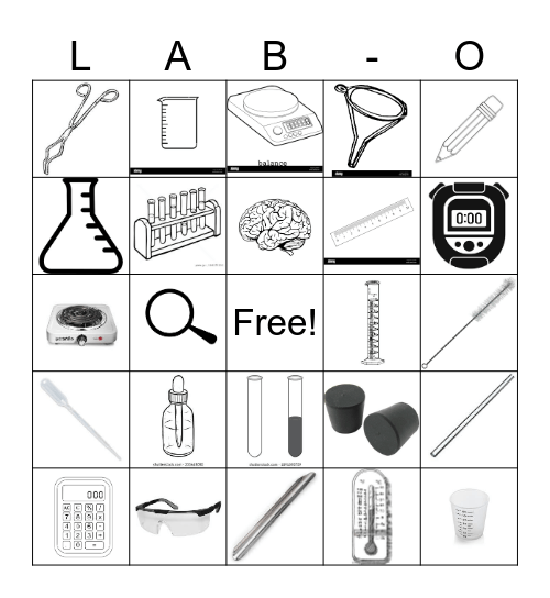 Chemistry Lab Tools Bingo Card